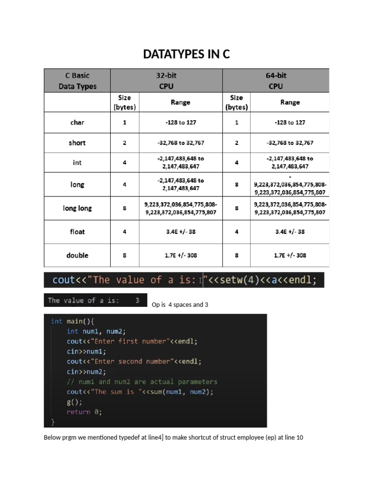 C Data Types and Operators Guide | PDF