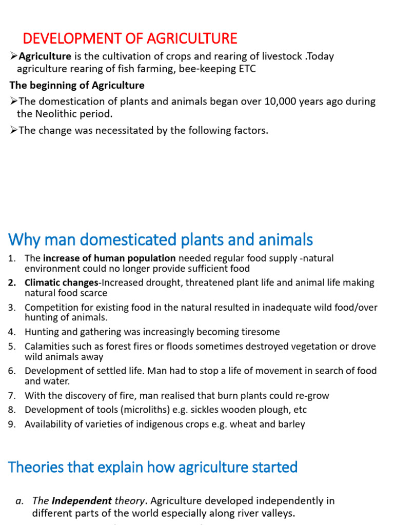 Early Agriculture | PDF | Agriculture | Domestication