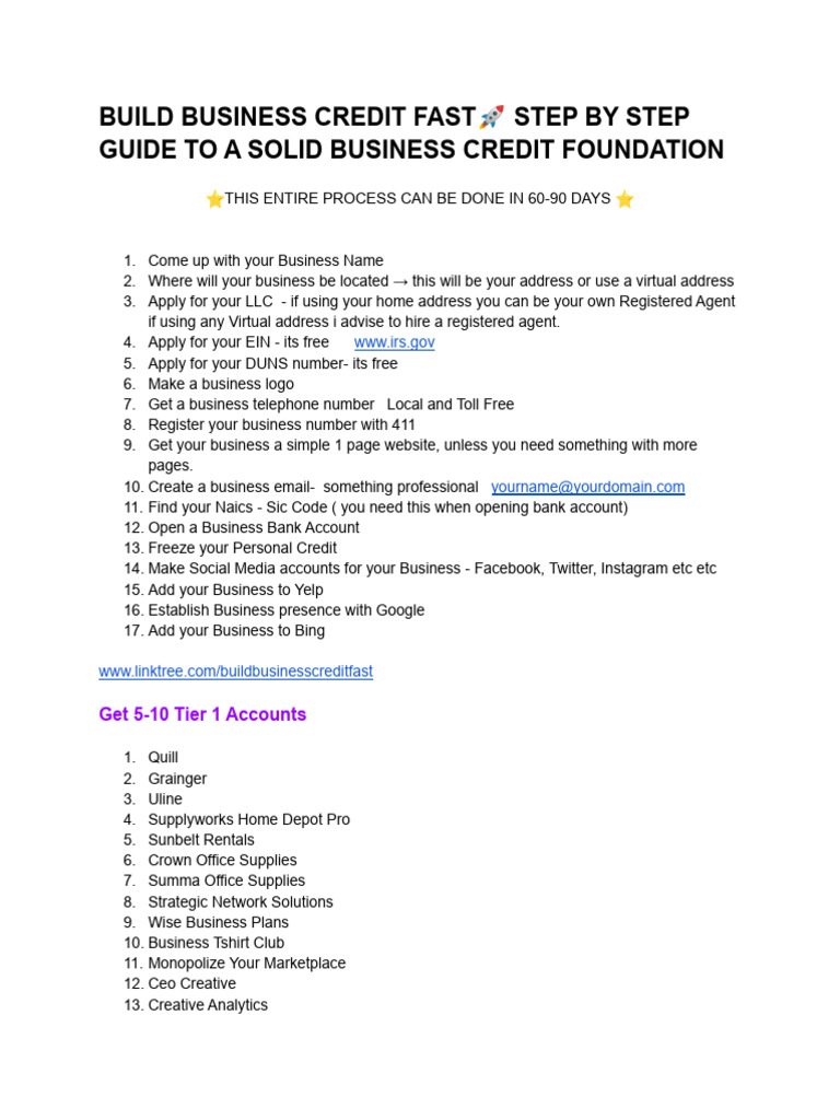 BUILD BUSINESS CREDIT FAST Üöä STEP BY STEP GUIDE TO A SOLID BUSINESS ...