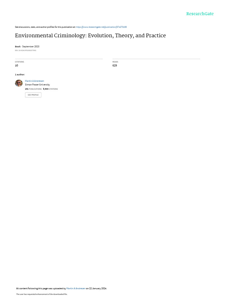 Environmental Criminology Evolution Theory and Pra | PDF | Criminology ...