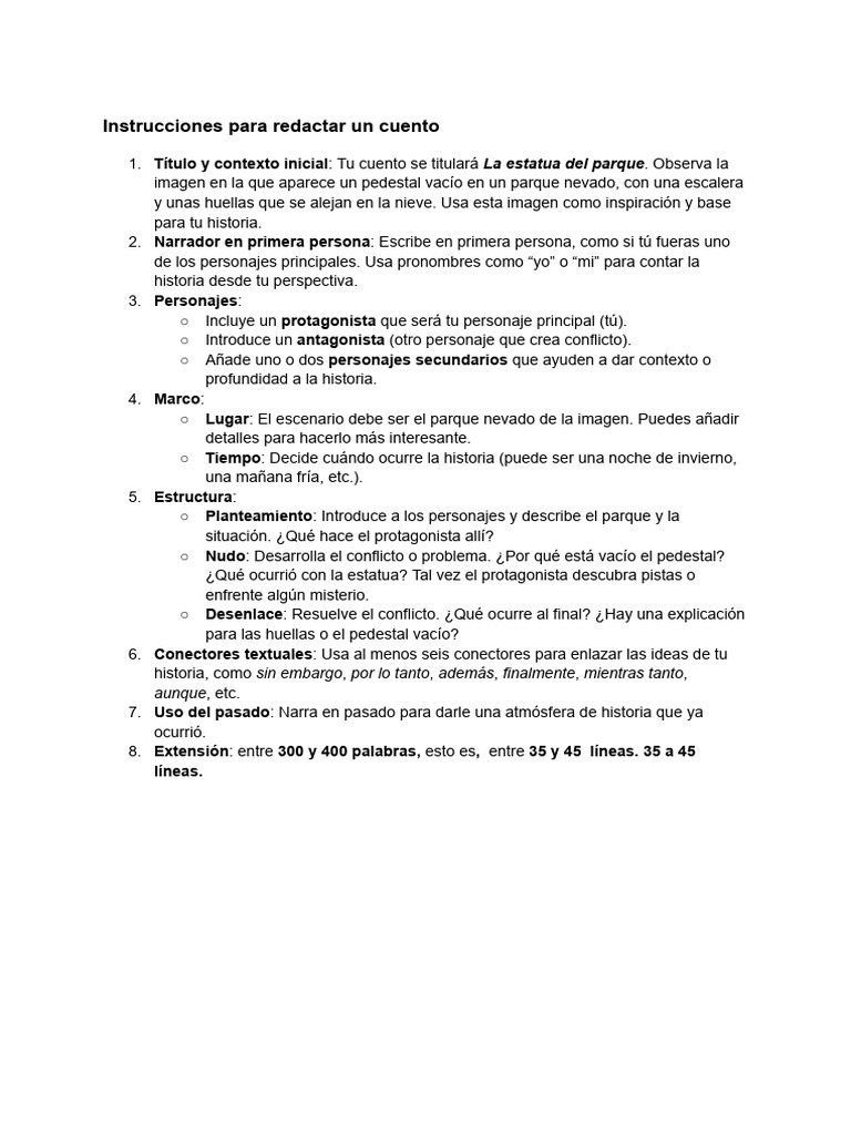 INSTRUCCIONES PARA ESCRIBIR UN CUENTO DBH2 | PDF