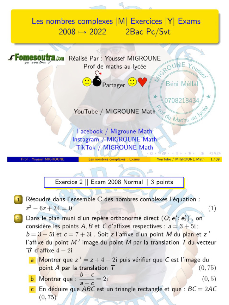 Nombres Complexes Tle. | PDF