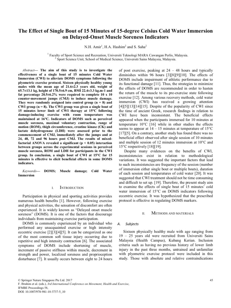 Amir Et Al (2017) - The Effect of Single Bout of 15 Minutes of 15 ...