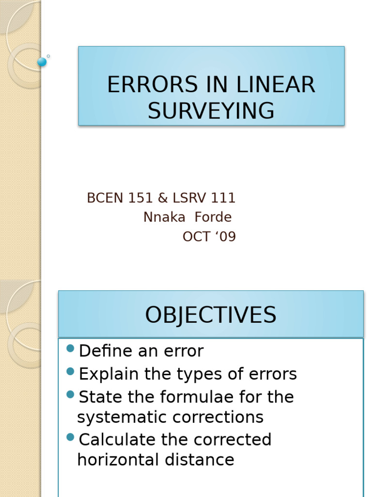Errors In Linear Surveying Pdf Observational Error Metrology