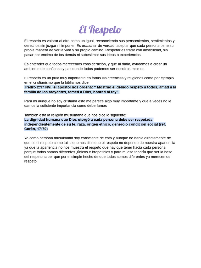El Respeto | PDF