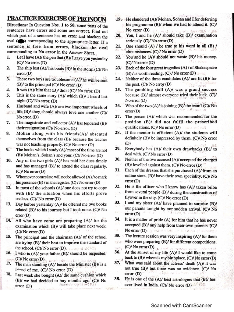 Pronoun Error 3 | PDF