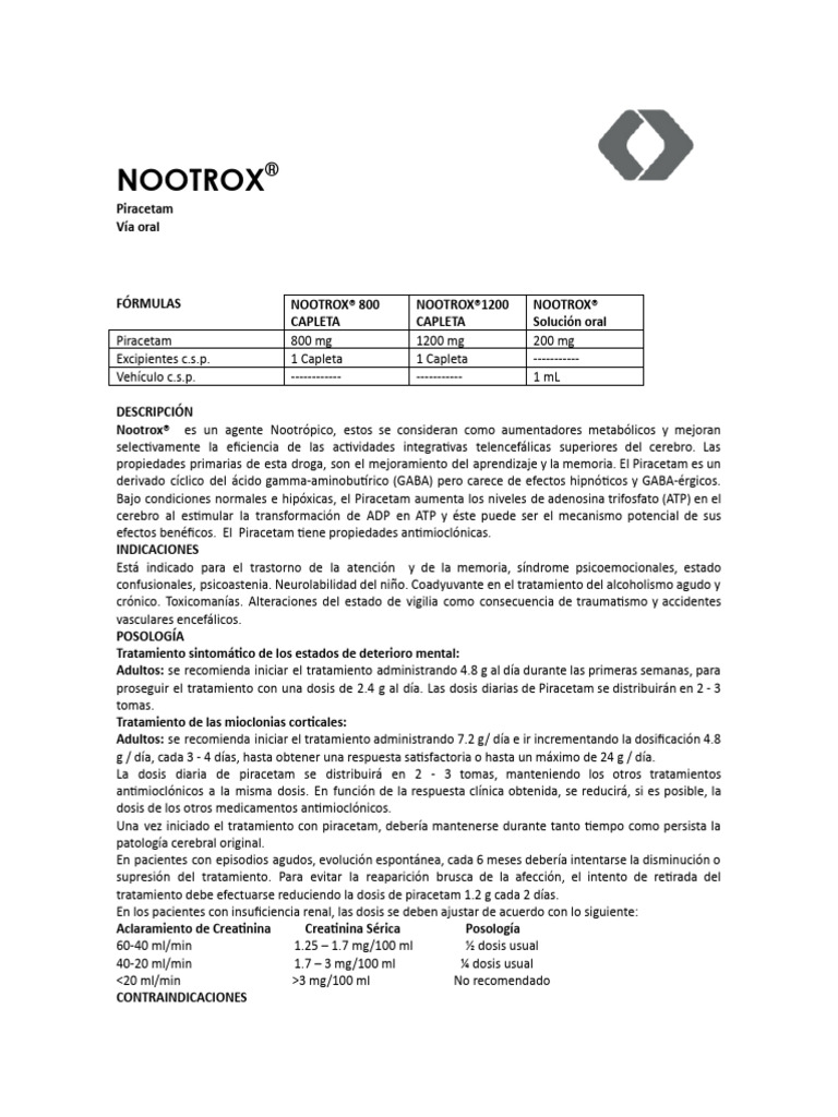 NOOTROX | PDF | Drogas | Medicina CLINICA