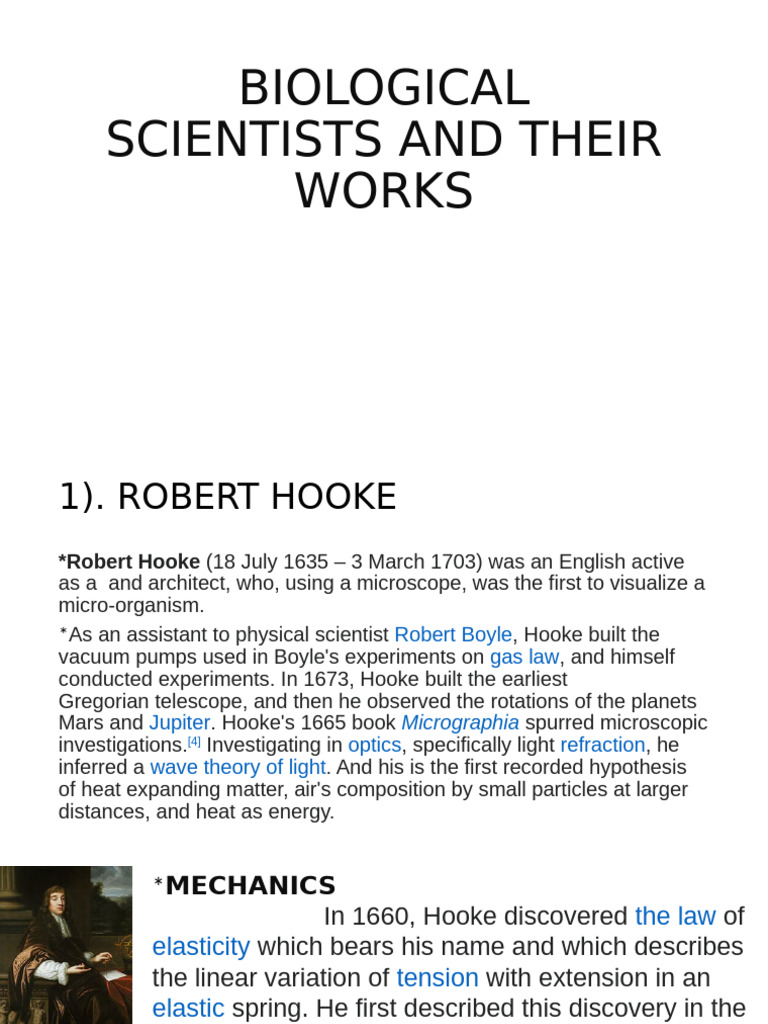 Biological Scientists and Their Works | PDF | Physical Sciences | Astronomy