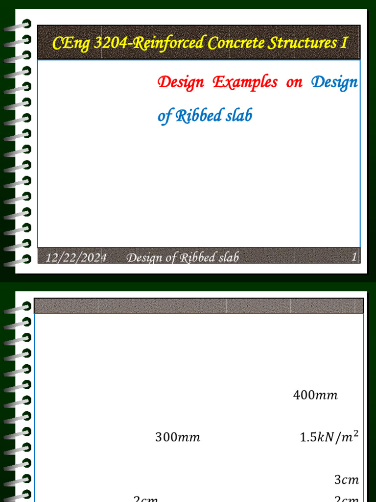 Design Examples On Ribbed Slab | PDF | Beam (Structure) | Concrete