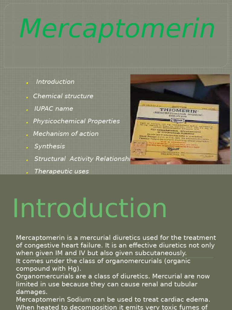 Mercaptomerin Presentation of Aqib Gulli 10 Semester Pharmacy | PDF