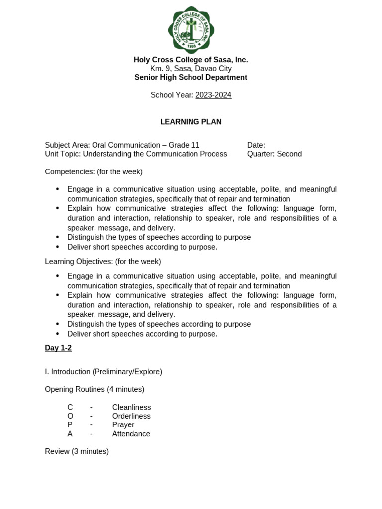 Quarter 2 week 11 | PDF | Learning | Communication