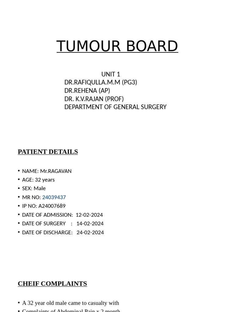 Ragavan Tumour Board | PDF | Biopsy | Lung