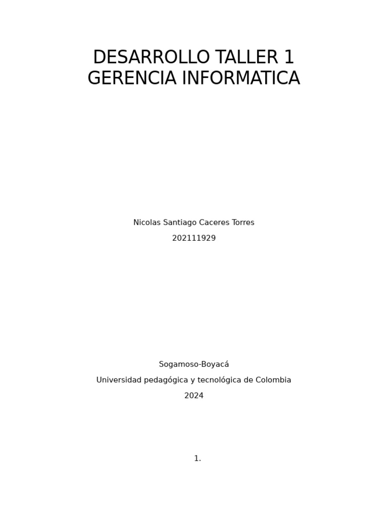 DESARROLLO TALLER 1 - GERENCIA | PDF | Seguridad | La seguridad informática DESARROLLO TALLER 1 - GERENCIA | PDF | Seguridad | La seguridad informática