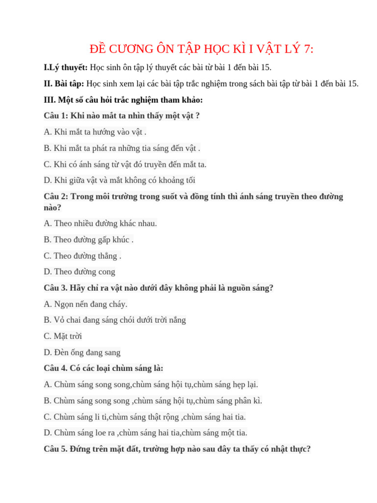 De Cuong Ly 7 | PDF