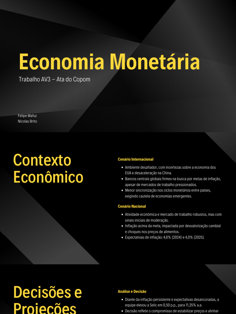 Slides Economia Monetária | PDF | Inflação | Economia