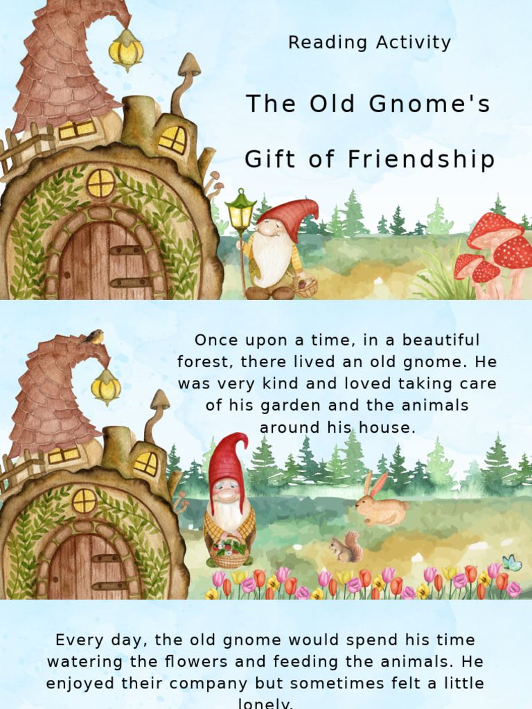 Colorful Illustrative the Old Gnome's Gift of Friendship Reading ...