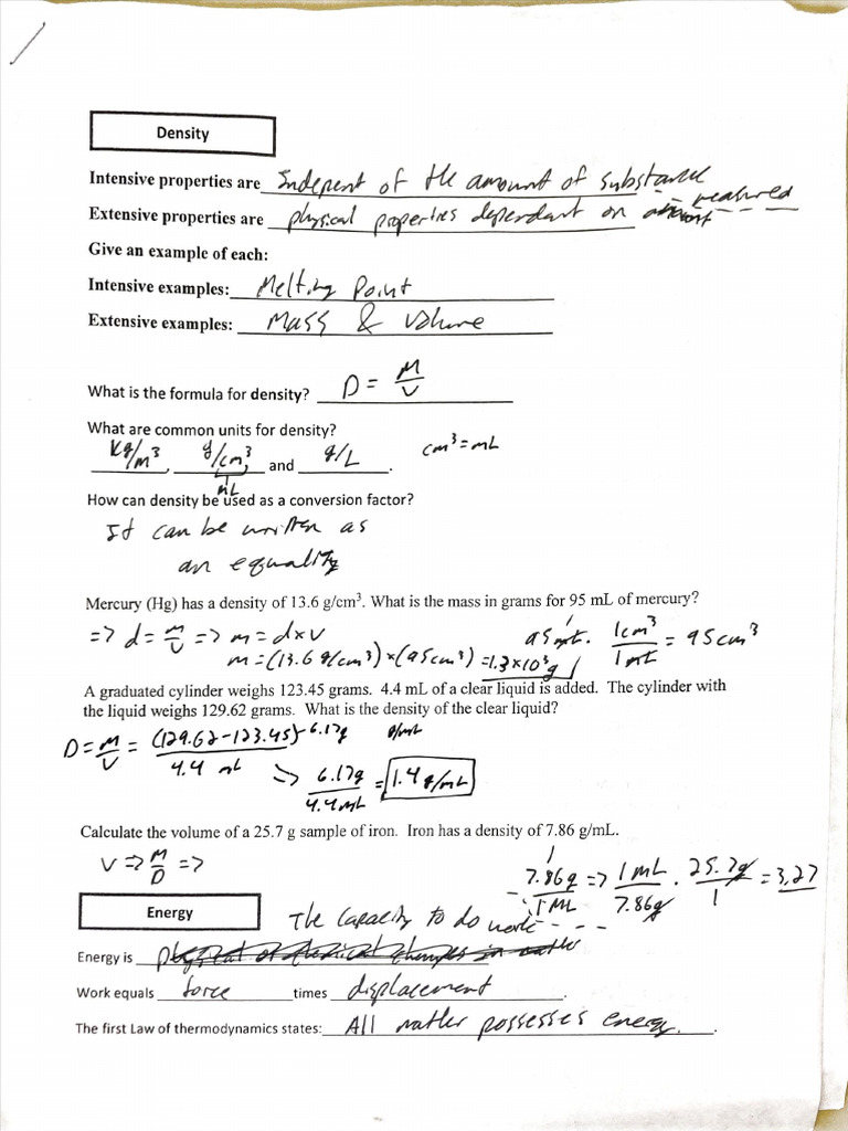 chemistry note | PDF | Density | Litre