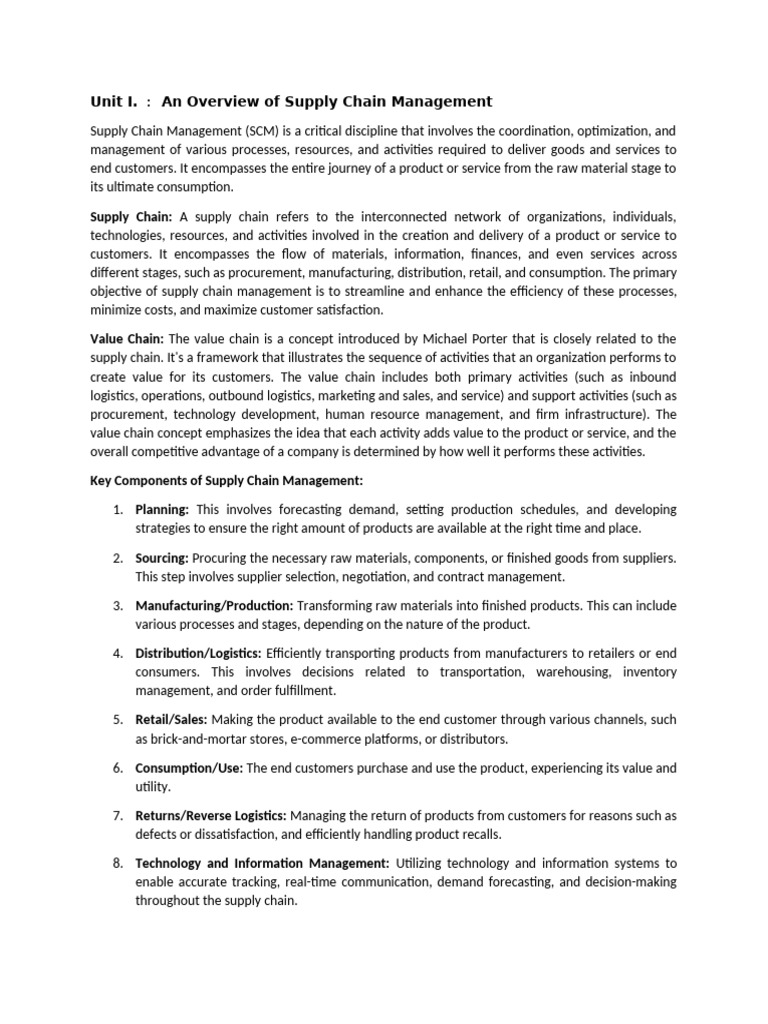 Unit-1-SCM | PDF | Supply Chain | Computer Security
