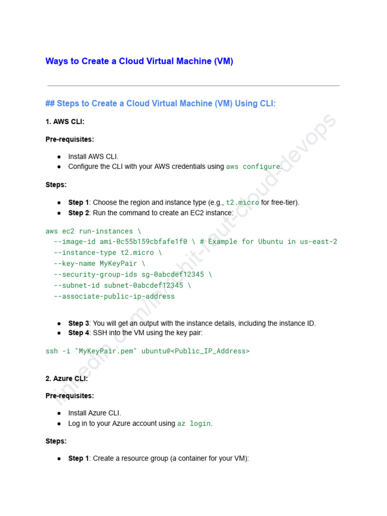 Ways To Create A Cloud Virtual Machine VM 1728427327 | PDF | Command Line Interface | System ...