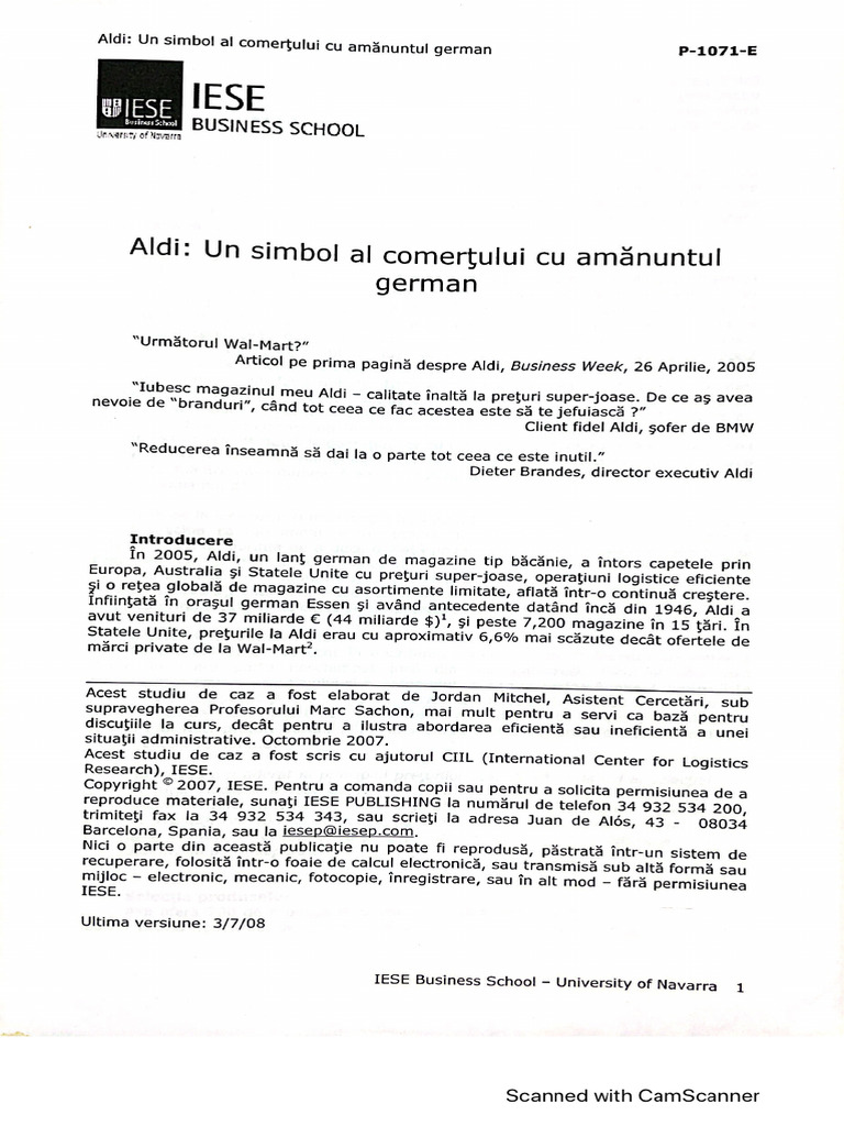 STUDIU DE CAZ 3 - ALDI | PDF