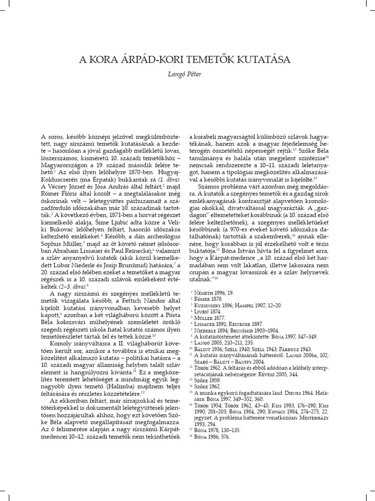 Lang Péter-A Kora Árpád-Kori Temetők Kutatása | PDF