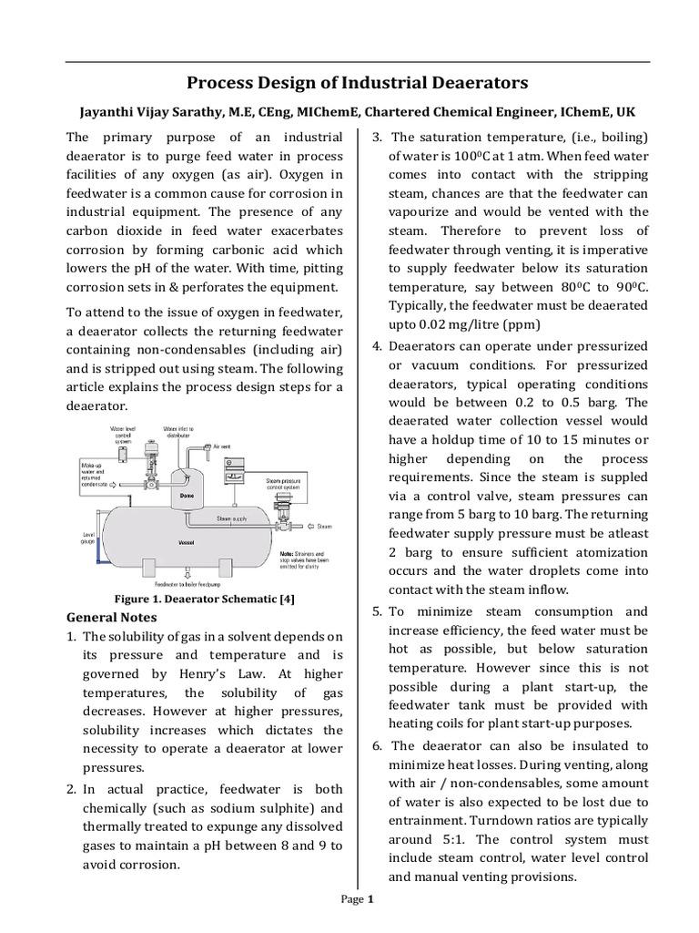 Process Design of Industrial Deaerator | PDF | Chemistry | Process Engineering
