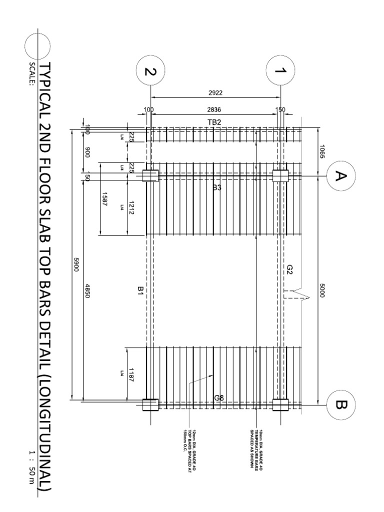 2nd Floor Slab Top Bars Detail Longitudinal | PDF