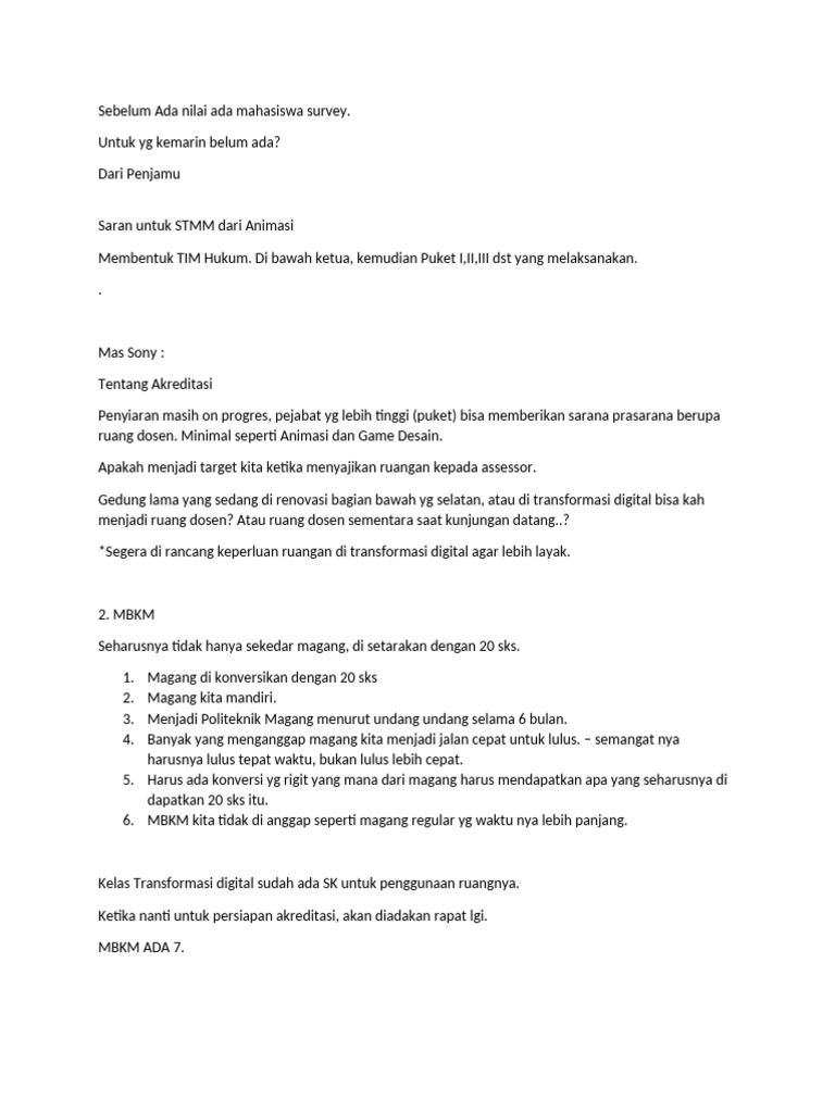 Pengembangan Ruang dan MBKM di STMM | PDF