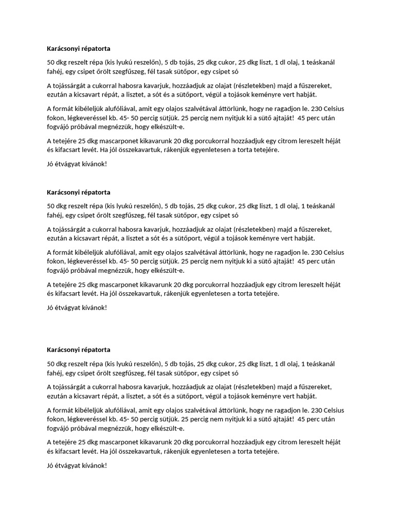 Karácsonyi Répa Torta | PDF
