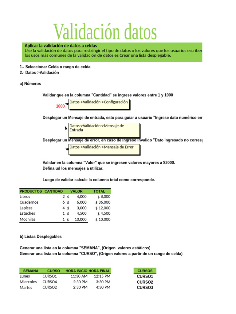 Validación Datos | PDF