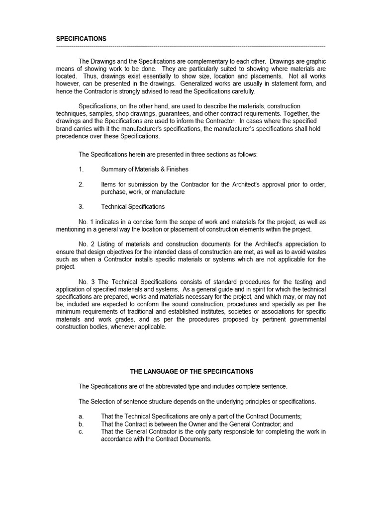 Specifications Brief | PDF | Specification (Technical Standard) | Window