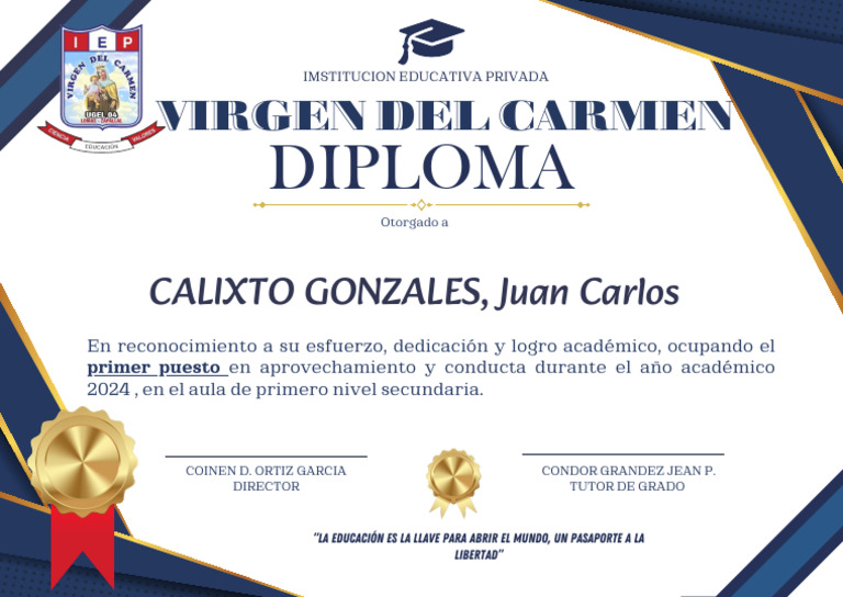 Diploma Primer Puesto 4 Años 2024 | PDF