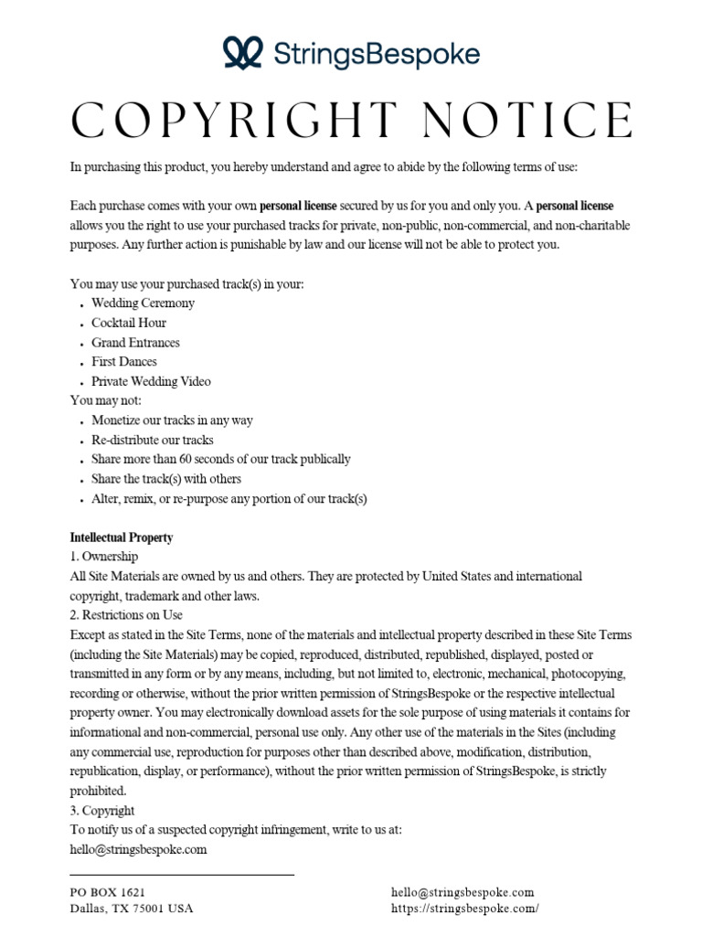 Copyright Notice and Usage Terms | PDF