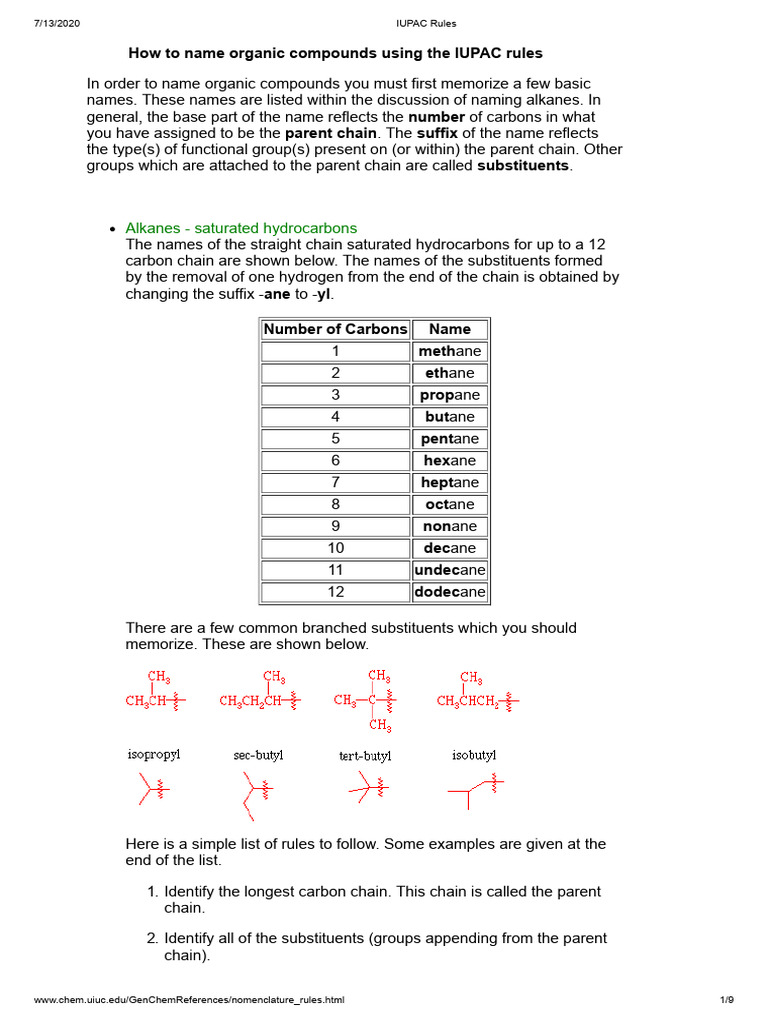 IUPAC Rules | PDF | Alkene | Organic Compounds