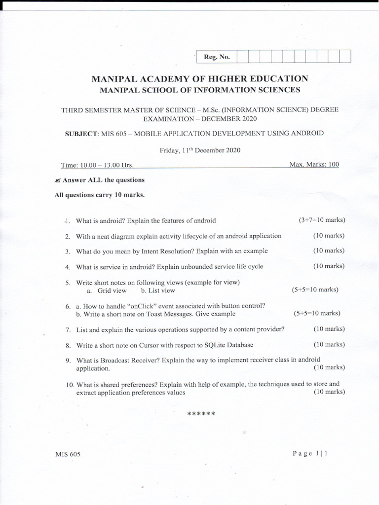 Mobile Application Development Using Andriod Mis 605 Pdf