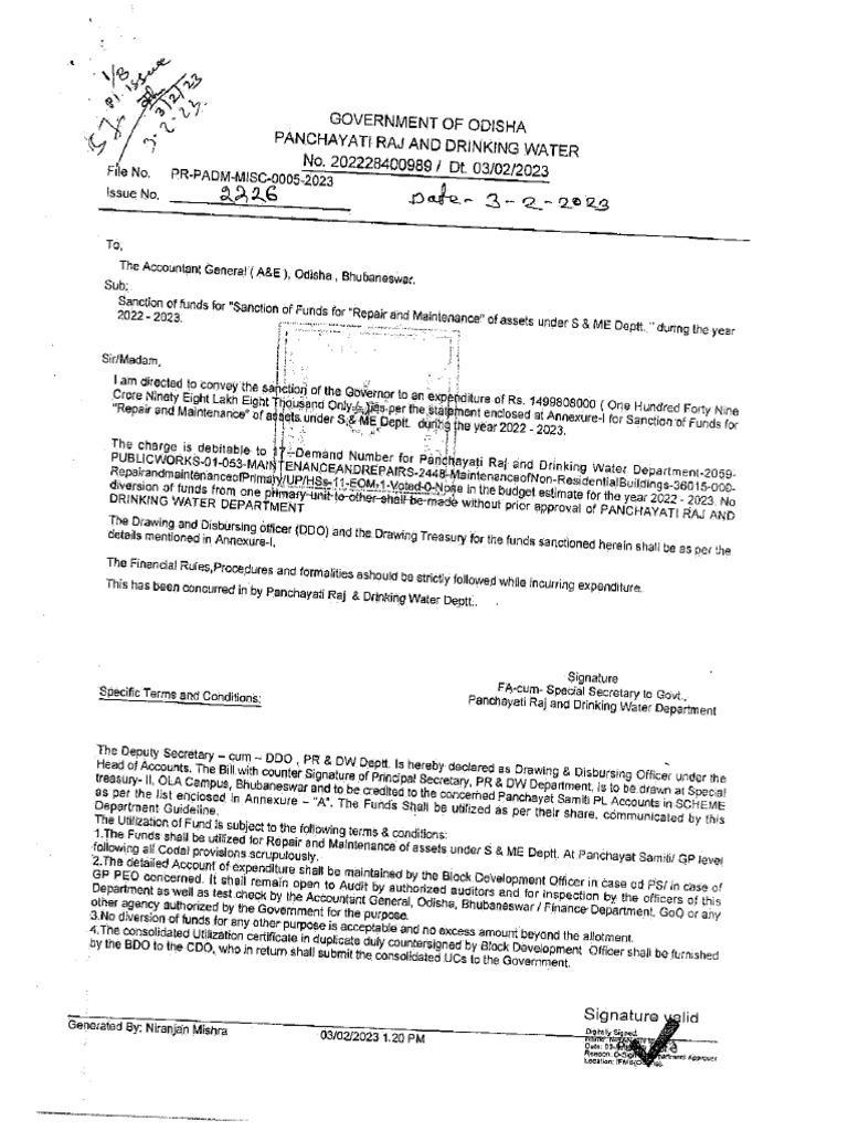 2226 PR Sanction Order 2022-23 | PDF