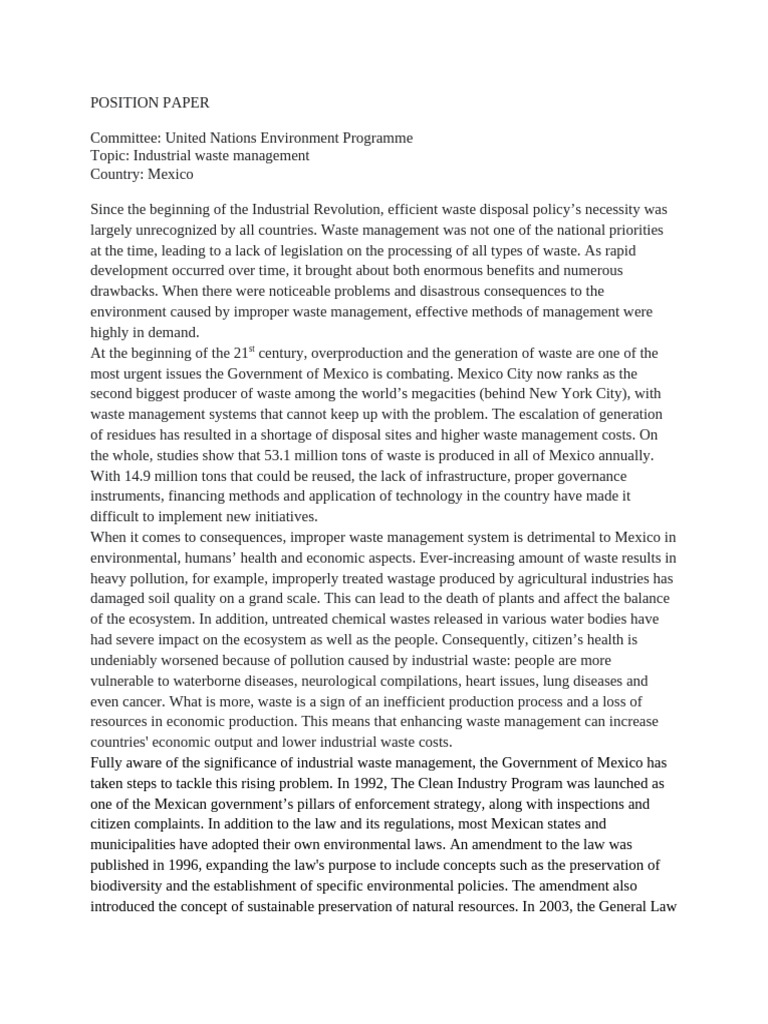 (Hmun 8th Session Position Paper) - (Mexico) - (Đinh TH C Linh) | PDF ...