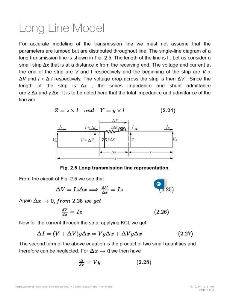 Long Line Model- Power System Planning and Design | PDF | Transmission ...