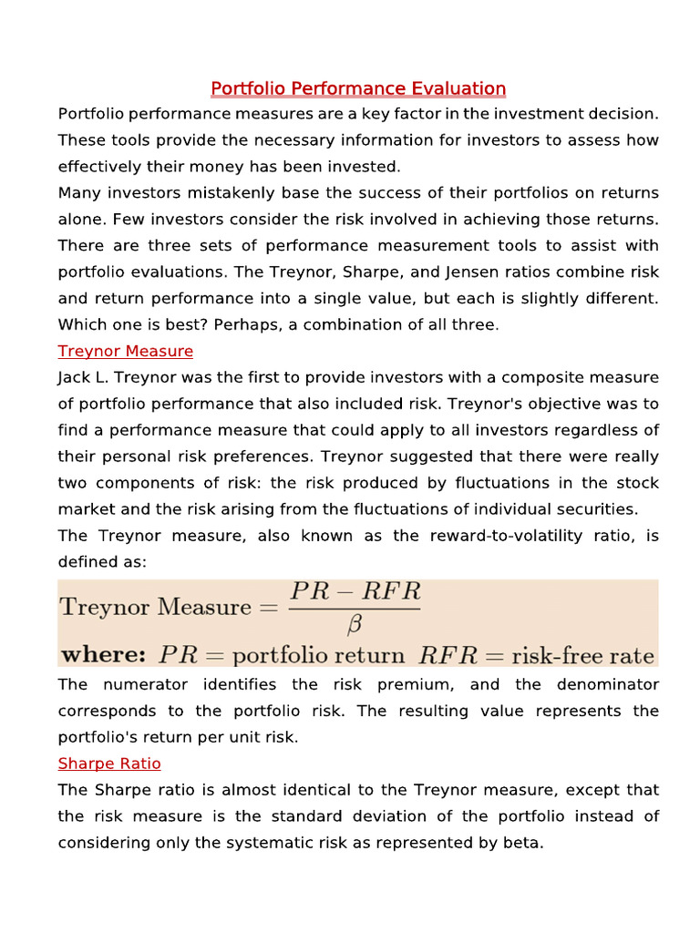 Portfolio Performance Evaluation | PDF