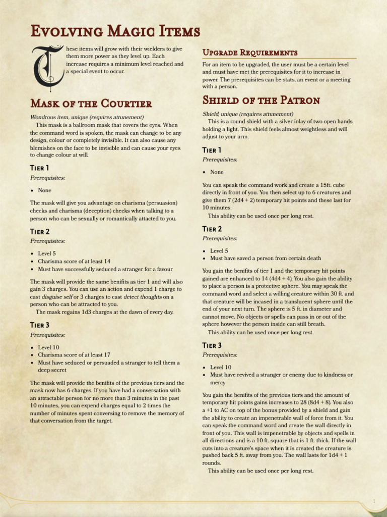 Evolving Magic Items - GM Binder | PDF | Magician (Fantasy)