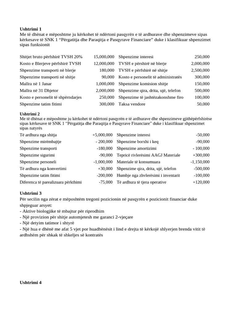 Ushtrime Per SNK 1 Per Seminar. | PDF