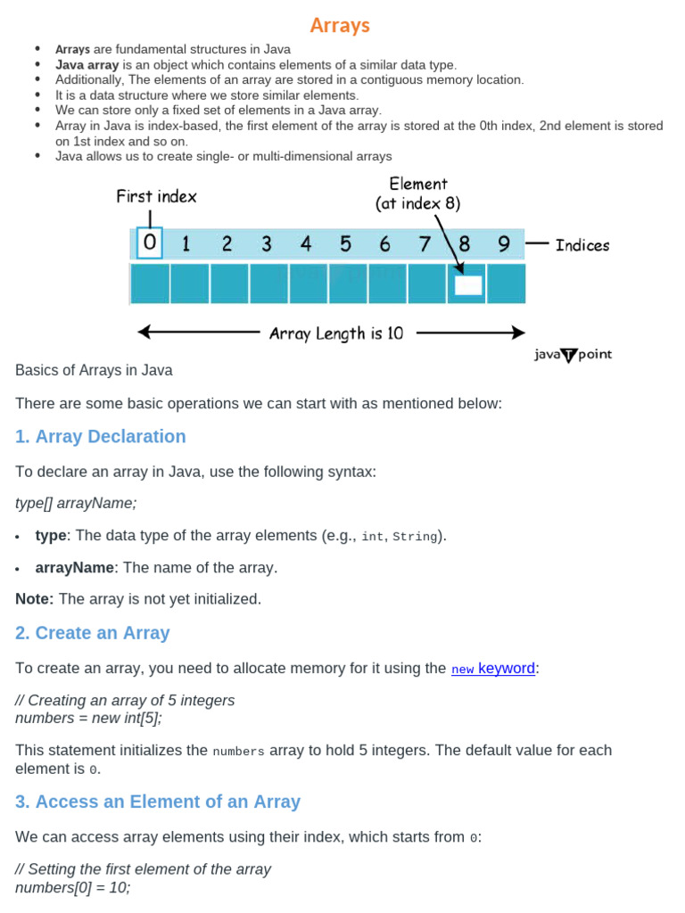 U -1 Array in java | PDF | Data Type | Variable (Computer Science) U -1 Array in java | PDF | Data Type | Variable (Computer Science)