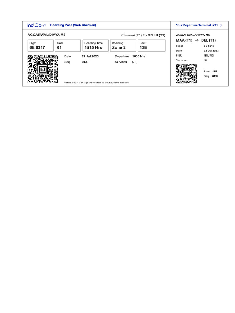 BoardingPass Divya | PDF