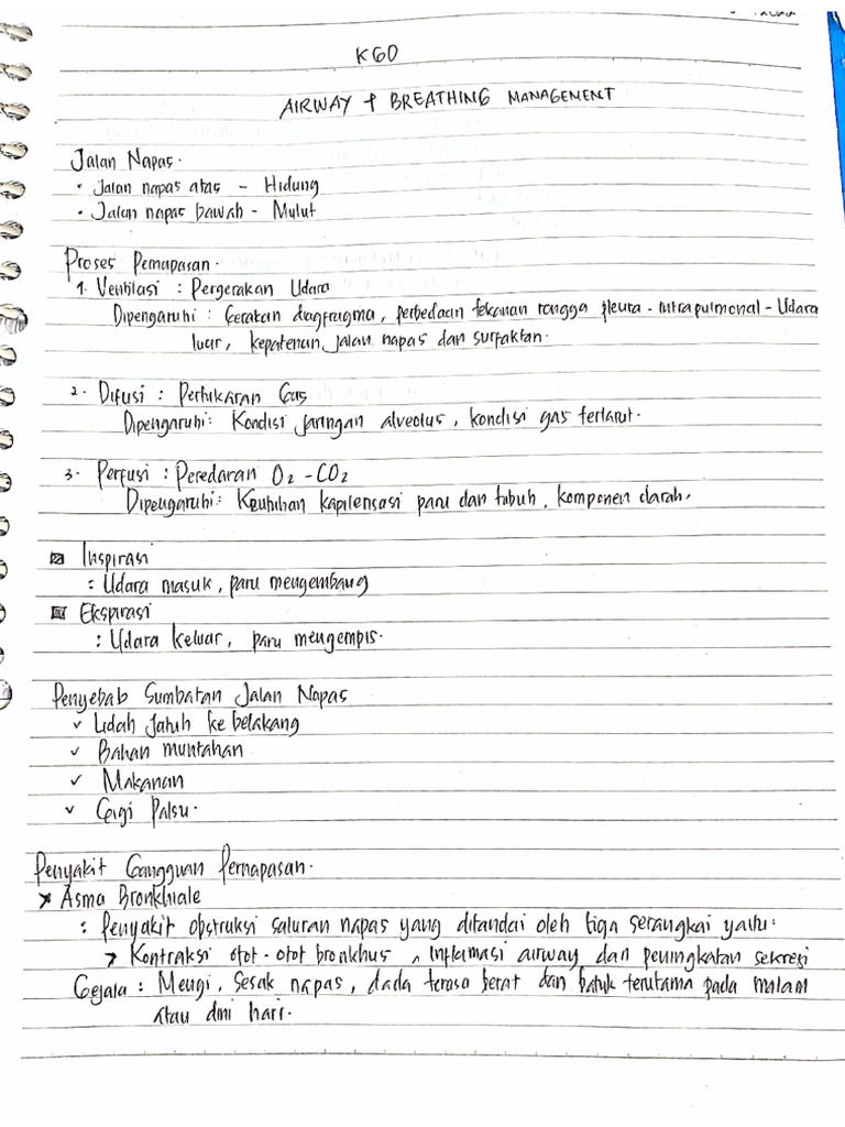 KGD Ringkasan Airway & Breathing - Sefta Mawaddah - 3a | PDF