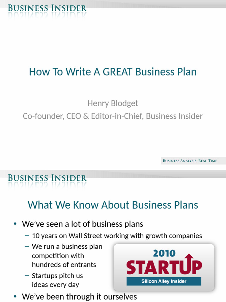 How to Write a GREAT Business Plan | PDF | Startup Company | Small ...