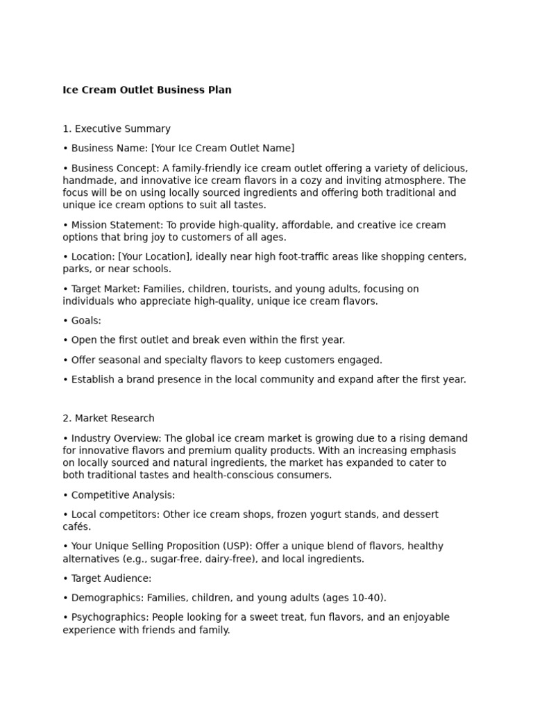 Ice cream Business plan | PDF | Ice Cream | Chocolate