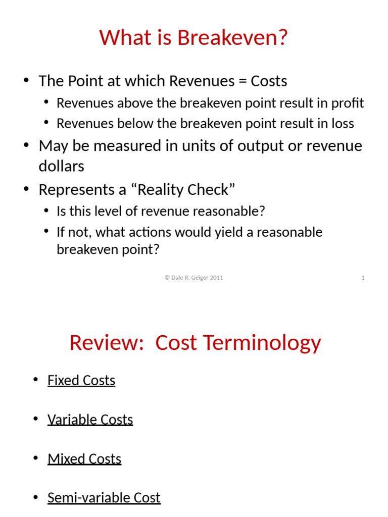 Slides Calculate Breakeven Point-Lect-7 | PDF | Management Accounting ...
