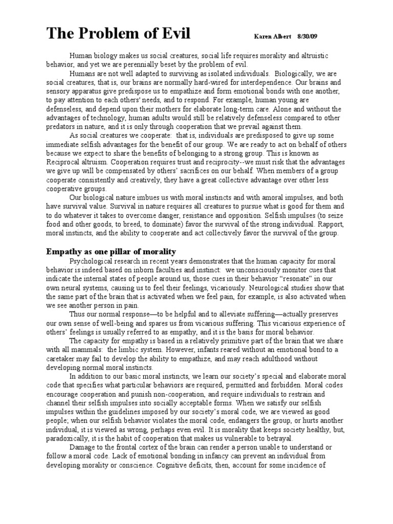 The Problem of Evil: Empathy As One Pillar of Morality | Download Free ...