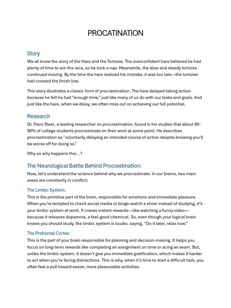 PROCATINATION | PDF | Professional Skills | Procrastination