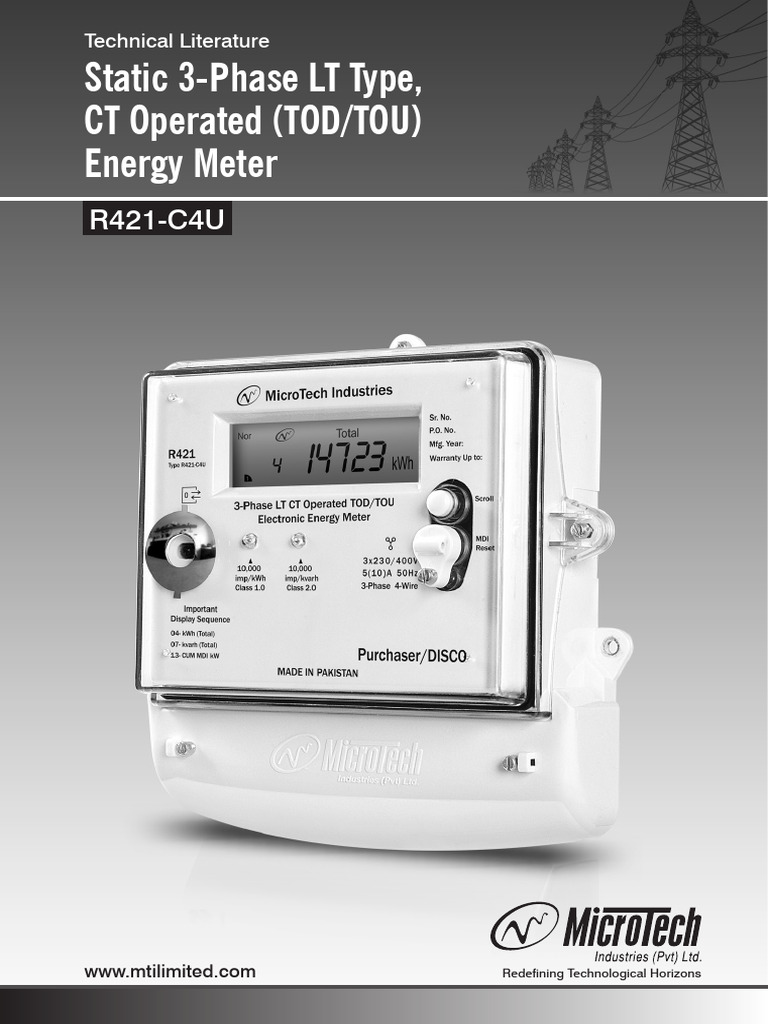 TOD/TOU Energy Meter Installation Guide | PDF | Ac Power | Insulator ...